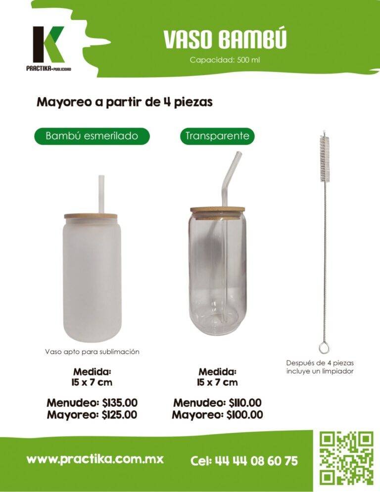 VASO BAMBU DE VIDRIO – Practika Publicidad San Luis Potosi